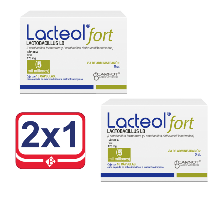 LACTEOL FORT 170 MG (5 MIL MILL) C/16 CAP pack 2×1 – Botica Central